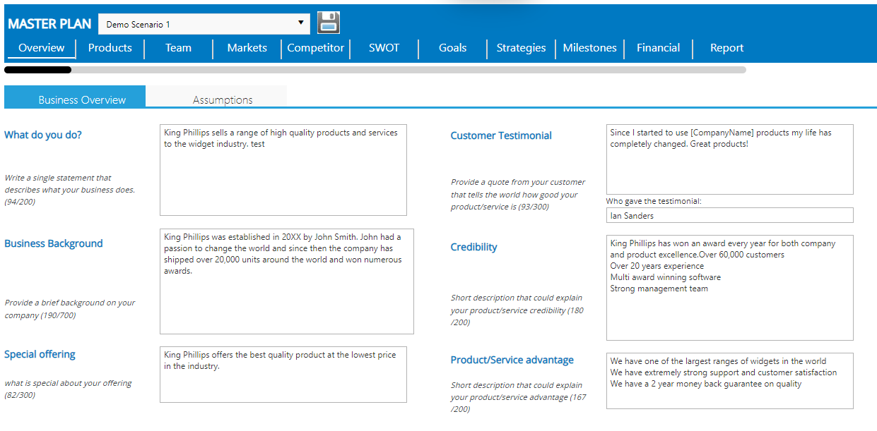 Overview Tab Masterplan